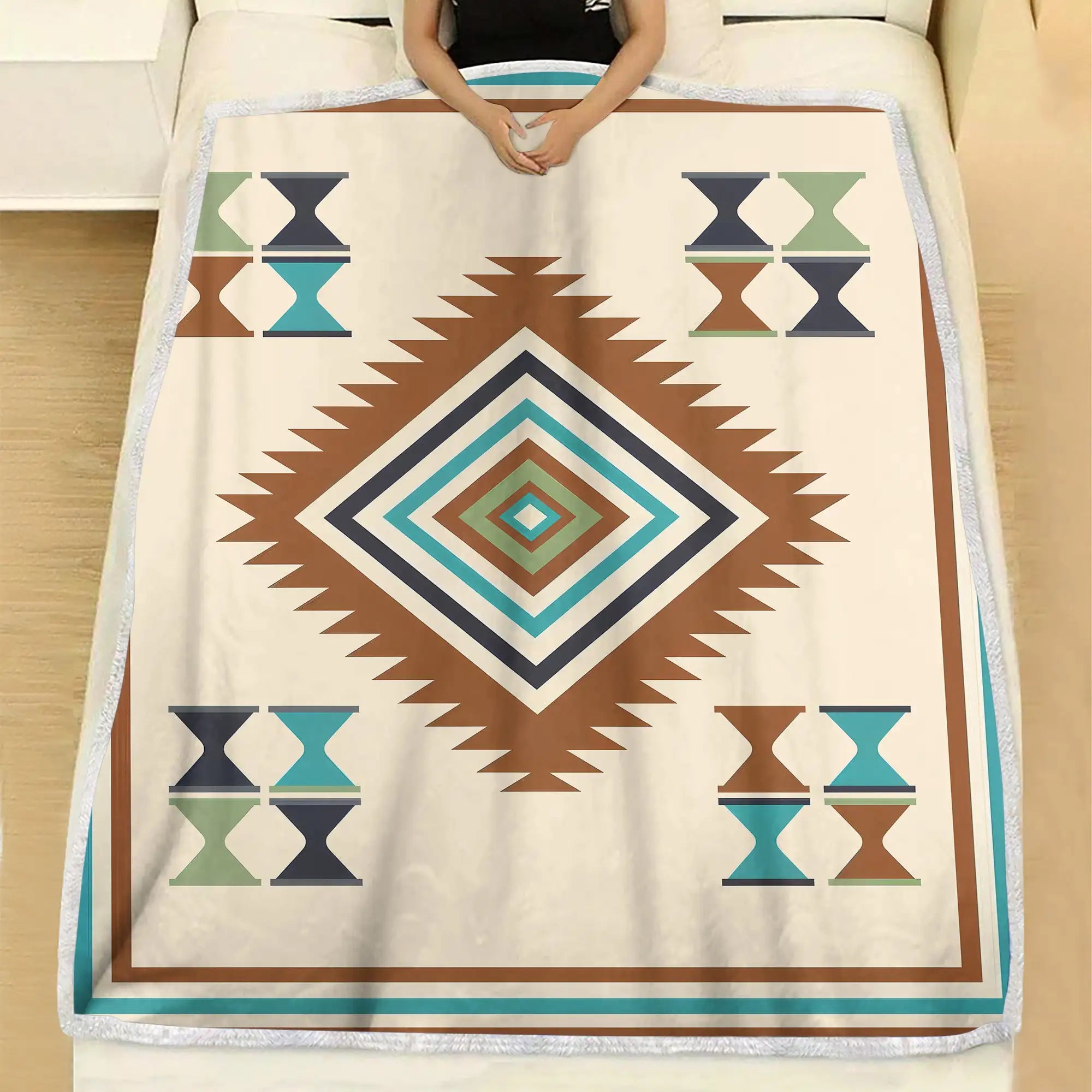 Hourglass Geometric Pattern Blanket , Tribal Diamond Throw – RezSpirit