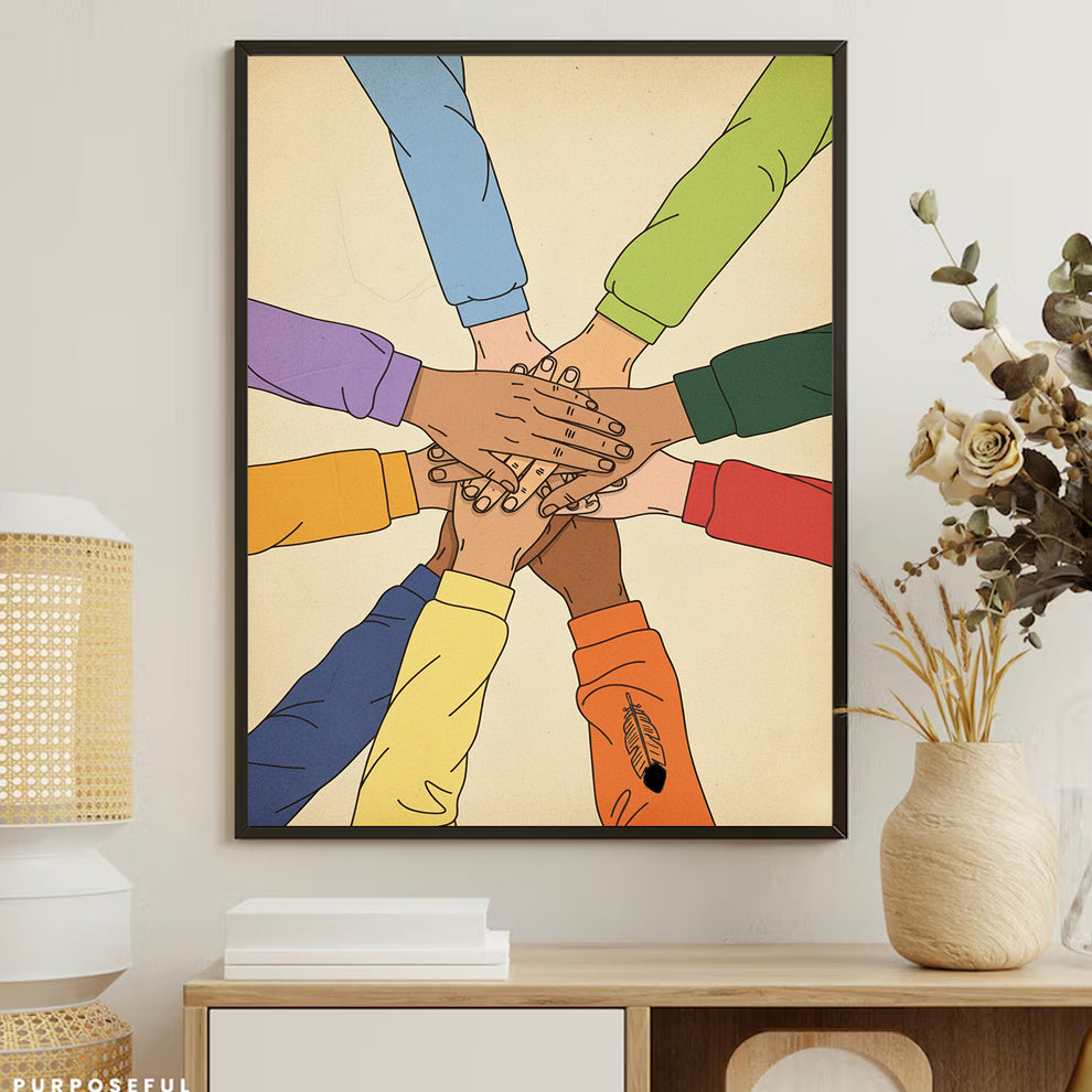 Indigenous Unity Art Print - Tribal Hands & Feather - Rezspirit – RezSpirit