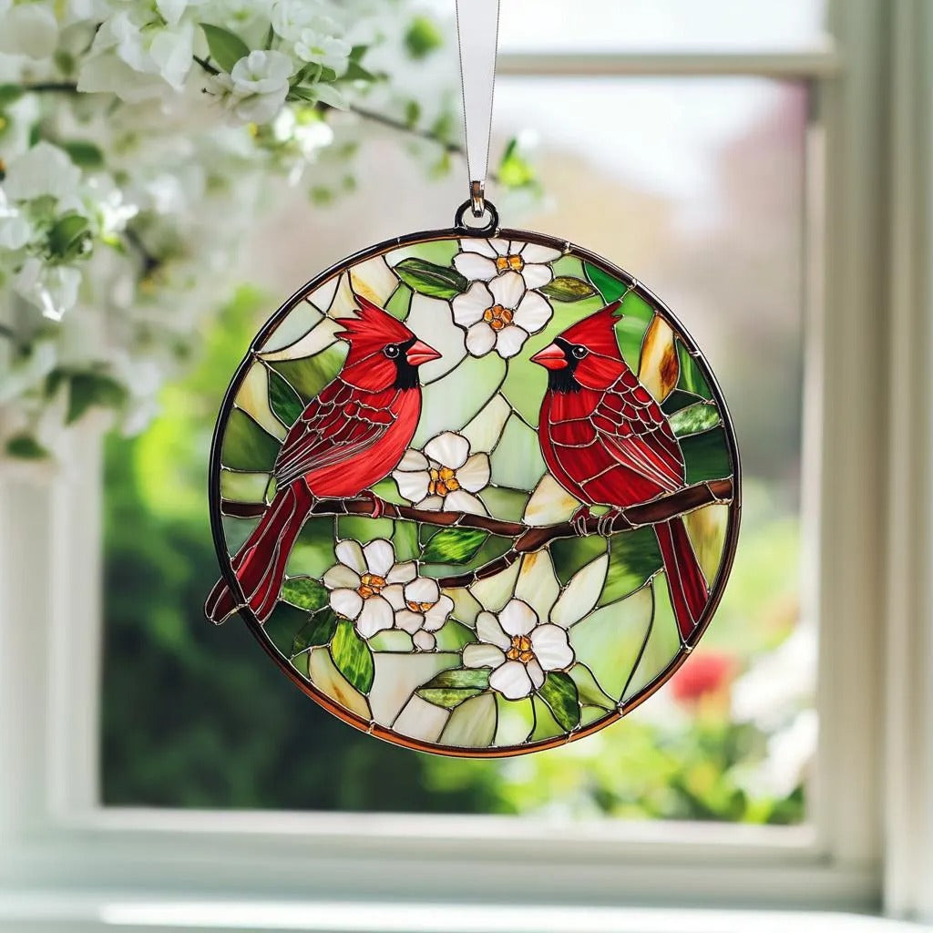 Red Cardinal Acrylic Suncatcher Window Hanging Red Bird Suncatcher Car ...